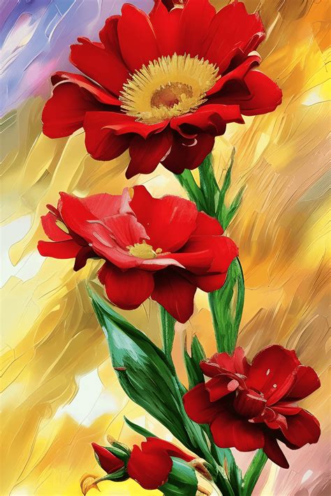 flowers red kiss golden fleece pantone gold sharp focus detailed