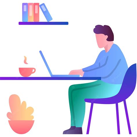 Premium Vector Man At Home Office Workplace Vector Icon