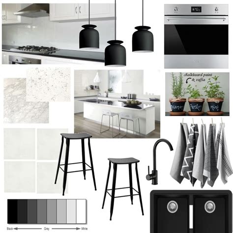 Minimalist Kitchen Design Board With Accessories