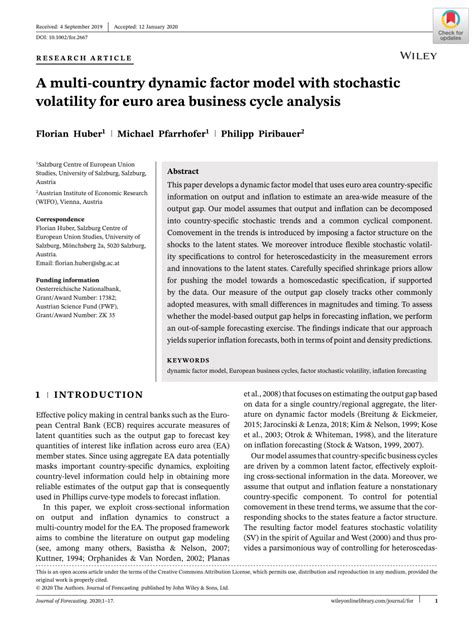 Pdf A Multi‐country Dynamic Factor Model With Stochastic Volatility
