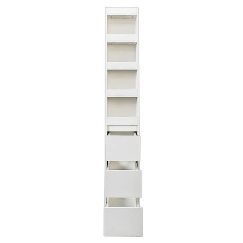 71 Narrow Storage Cabinet W 4 Tier Open Shelves And 3 Side Drawers