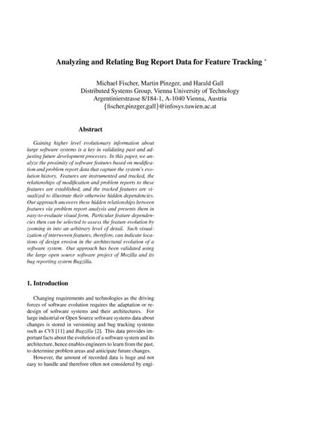 Analyzing And Relating Bug Report Data For Feature Tracking Ieee Conference Publication Ieee