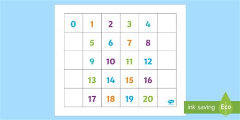 0 20 Numbers Mat Compatible With Bee Bot Bee Bot Number Mat