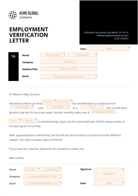 Employment Verification Form Pdf