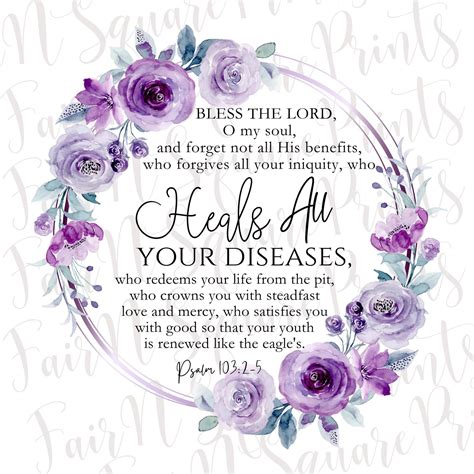 Esv Psalm 103 2 5 Bless The Lord Purple Floral Png File For