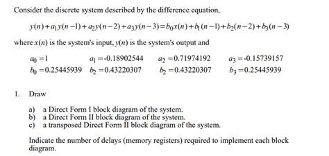 Consider The Discrete System Described By The Chegg Com