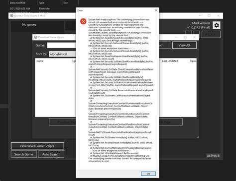 Long Error When Searching For Game Scripts Rnucleuscoop