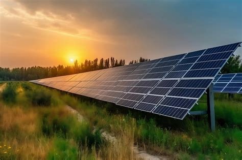Premium Ai Image Solar Panels On The Field Generative Ai