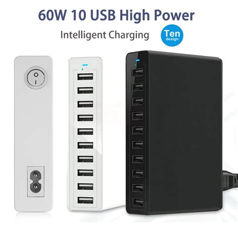 아이폰 아이패드 Pc 킨들 멀티 Usb 충전기용 고속 충전 스테이션 독 케이블 포함 10 Usb 포트 50w 미국 Au