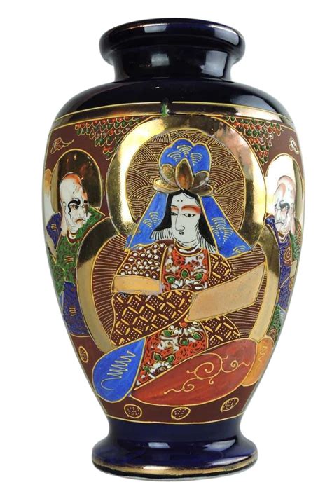 Japanese Hand Painted Vases Set Of 3 Antique Japanese Satsuma Knot