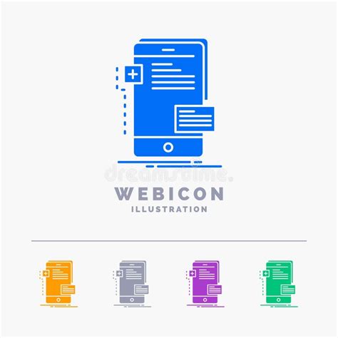 Frontend Interface Mobile Phone Developer Color Glyph Web Icon Template Isolated On White