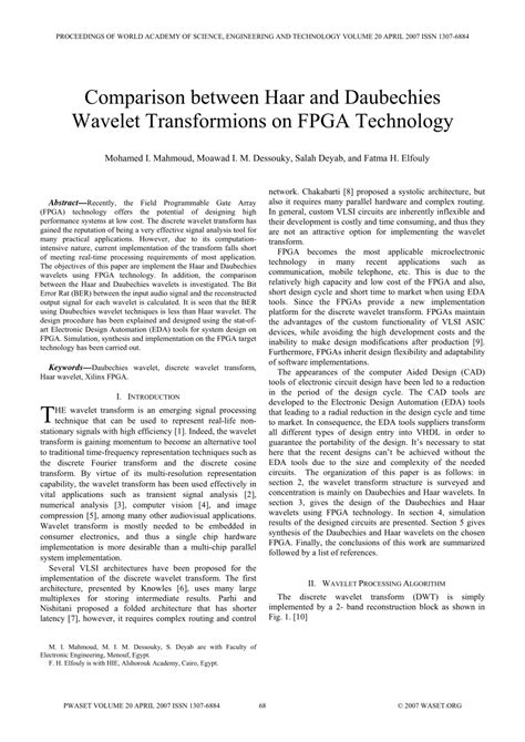 Pdf Comparison Between Haar And Daubechies Wavelet Transformions On