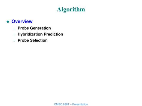 Ppt Accurate Method For Fast Design Of Diagnostic Oligonucleotide Probe Sets For Dna