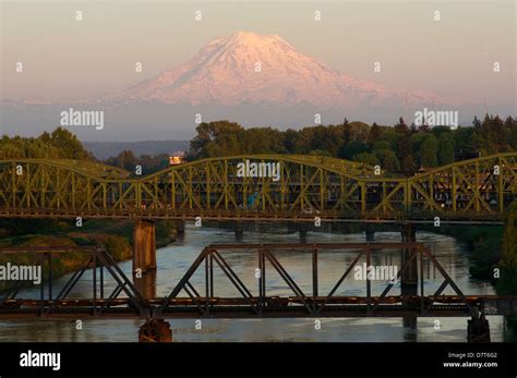 The Puyallup River Meanders Down From The Glaciers On Mount Rainier
