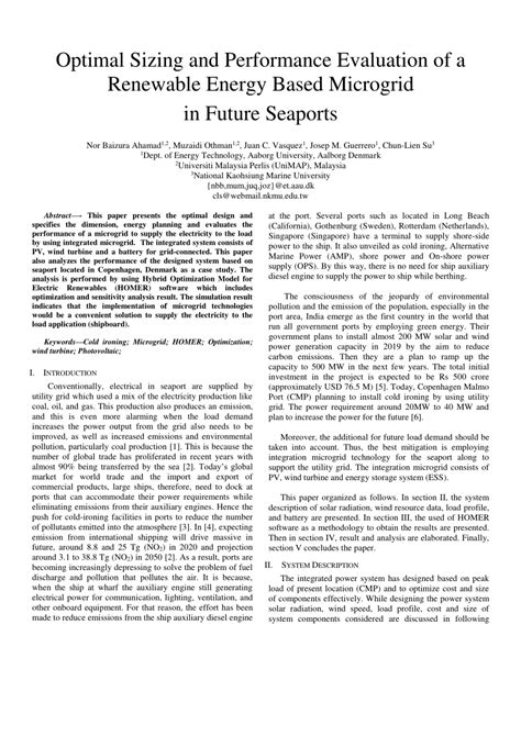 Pdf Optimal Sizing And Performance Evaluation Of A Renewable Energy Based Microgrid In Future