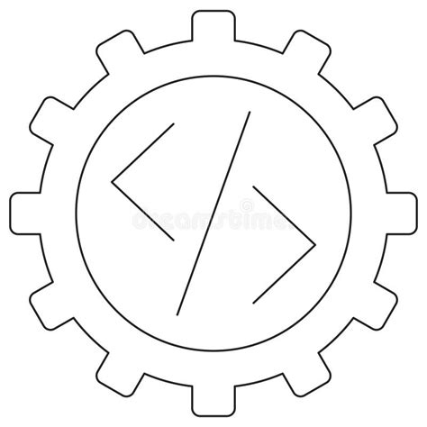 icon of a gear with a code symbol inside stock illustration illustration of white gear 367818001