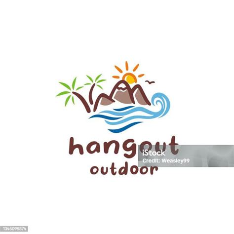 여행 휴가 디자인 섬의 템플릿 로고입니다 섬 로고 디자인 벡터 일러스트레이션을 둘러보는 다 산 해변 물결 태양 여름 휴가 섬 여름 휴가 개념에 대한 스톡 벡터 아트 및 기타