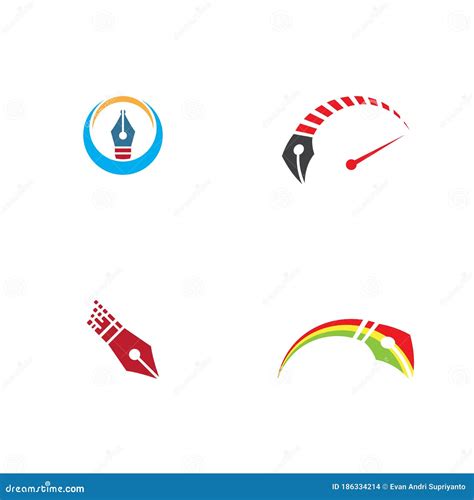 Set Nib Logo Template Vector Stock Vector Illustration Of Tool Sign