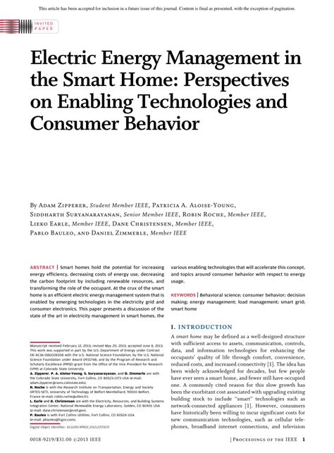 PDF Electric Energy Management In The Smart Home Perspectives On Enabling Technologies And