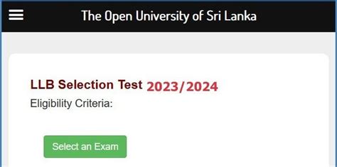 Llb Degree Selection Test Results Released 2024 Ousl Ceylon Vacancy