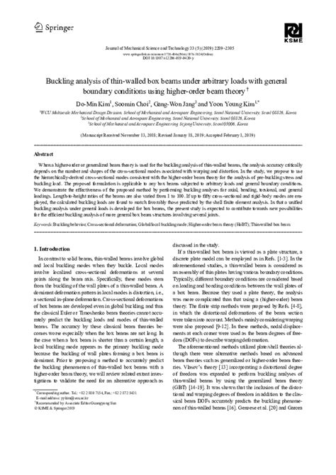 Pdf Buckling Analysis Of Thin Walled Box Beams Under Arbitrary Loads