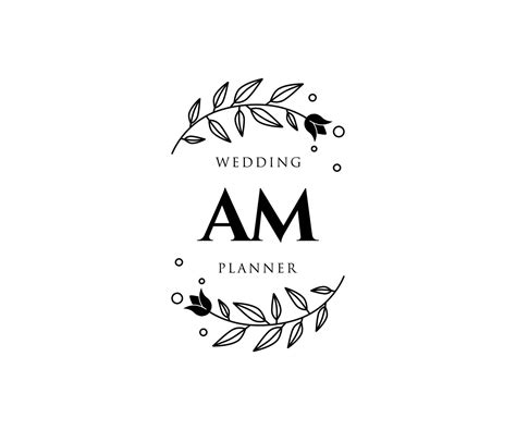 Am Initials Letter Wedding Monogram Logos Collection Hand Drawn Modern