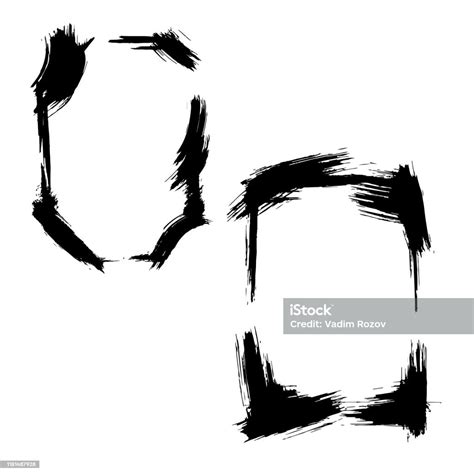 벡터 드라이 브러시 프레임입니다 손으로 그린 예술적인 프레임 흑백 잉크 아트가 새겨져 있습니다 프레임 테두리 장식 광장입니다 개체 그룹에 대한 스톡 벡터 아트 및 기타