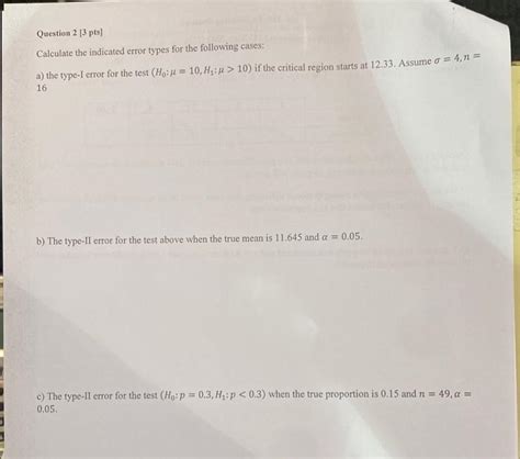solved question 2 [3 pts] calculate the indicated error