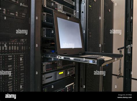 The Monitor Screen In The Server Room Displays Real Time Data About The