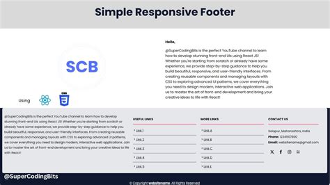 Simple Responsive Footer Using React Js Supercodingbits Youtube