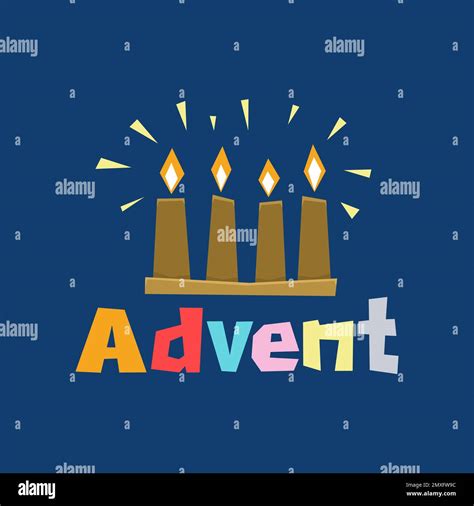 Christmas Vector Illustration Four Advent Candles Lit In Anticipation
