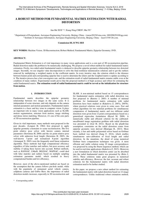 Pdf A Robust Method For Fundamental Matrix Estimation With Radial
