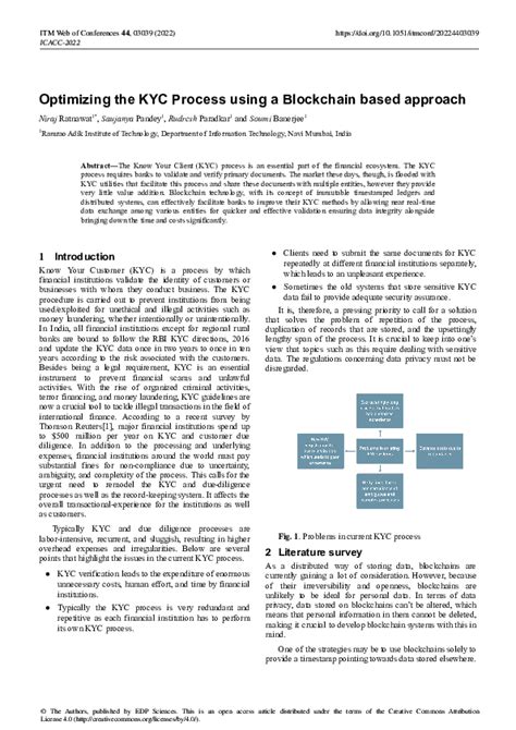 Pdf Optimizing The Kyc Process Using A Blockchain Based Approach