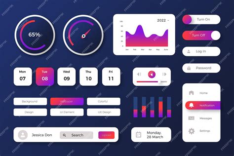 그라데이션 Uiux 요소 컬렉션 무료 벡터