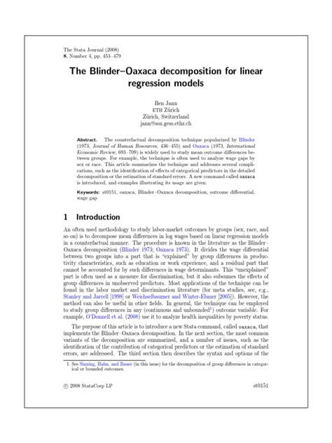 Decomposition Stata Pdf Variance Linear Regression