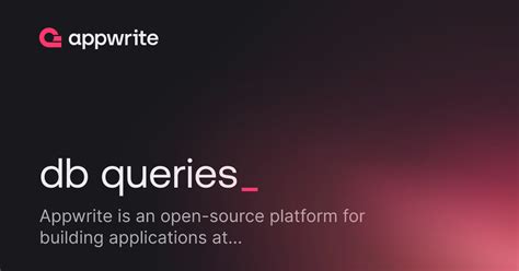 Db Queries Threads Appwrite