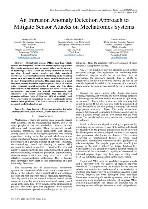 Pdf An Intrusion Anomaly Detection Approach To Mitigate Sensor
