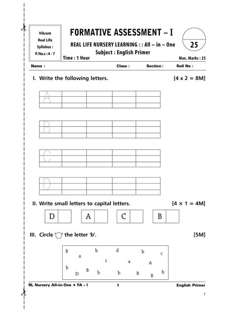 Nursery Exam Paper Pdf Instapdf