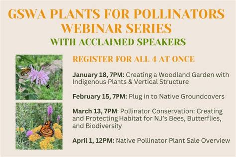 Jan 18 Gswa Plants For Pollinators Webinar Series Free Morristown