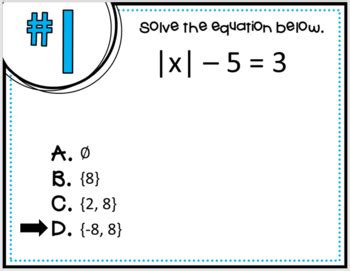 Absolute Value Equations PowerPoint Review By Lisa Davenport TPT