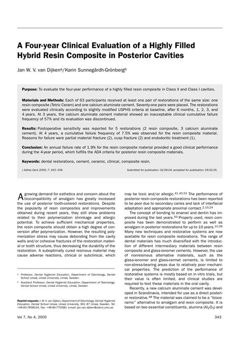 Pdf A Four Year Clinical Evaluation Of A Highly Filled Hybrid Resin Composite In Posterior