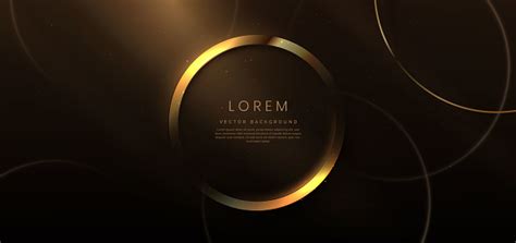조명 효과가있는 어두운 우아한 배경에 고급 스러움을 금색 원으로 만들고 텍스트를위한 복사 공간으로 반짝입니다 럭셔리 디자인