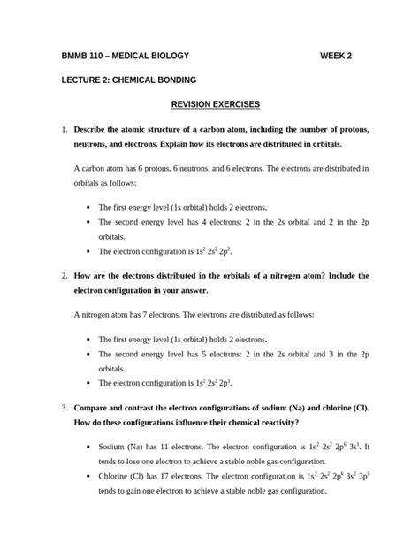 Lecture 2 Chemical Bonding Revision Questions Pdf Chemical Bond Covalent Bond