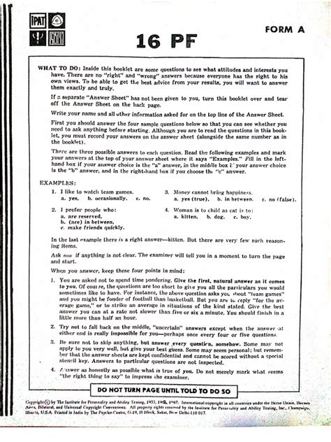 16pf Questionnaire Pdf