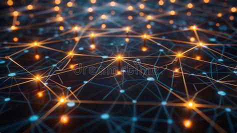 Neural Network Connection Nodes And Lines Data Technology Background Stock Illustration