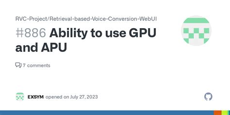 Ability To Use Gpu And Apu Issue Rvc Project Retrieval Based Voice Conversion Webui