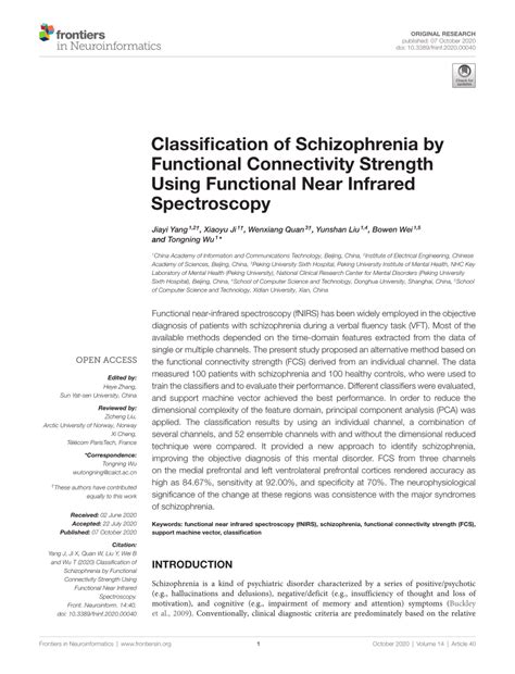 Pdf Classification Of Schizophrenia By Functional Connectivity