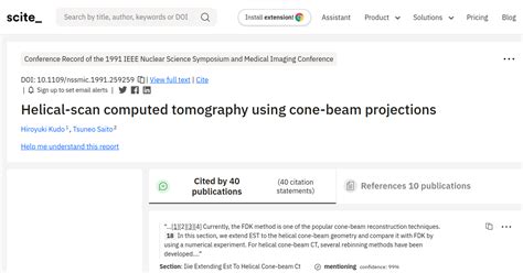 Helical Scan Computed Tomography Using Cone Beam Projections