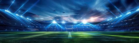 Premium Photo Empty Grass Field Of An Open Stadium With Spotlights At