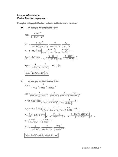 Z Transform And Inverse Z Transform Using Matlab Pdf